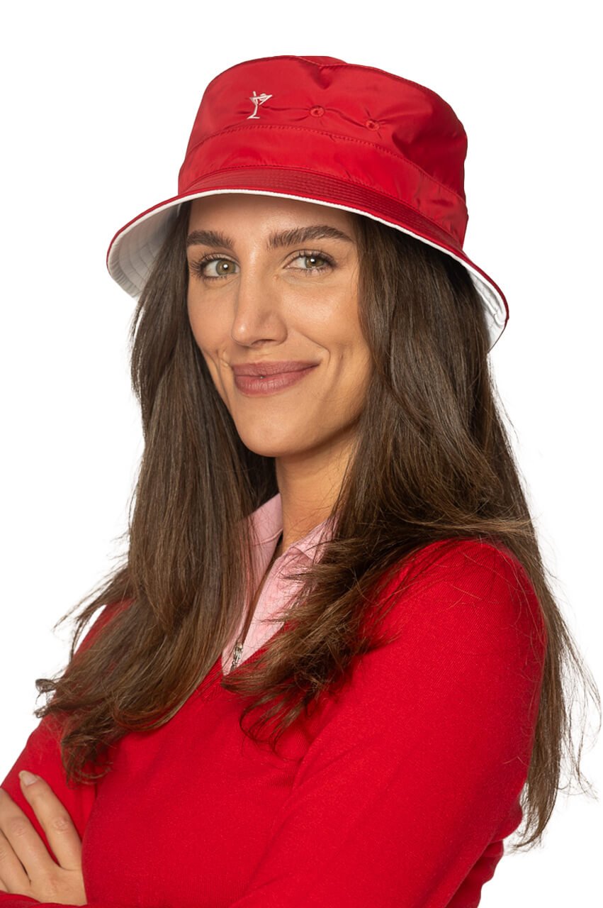 Red/White Reversible Bucket Hat | Women's Hat – Golftini Events