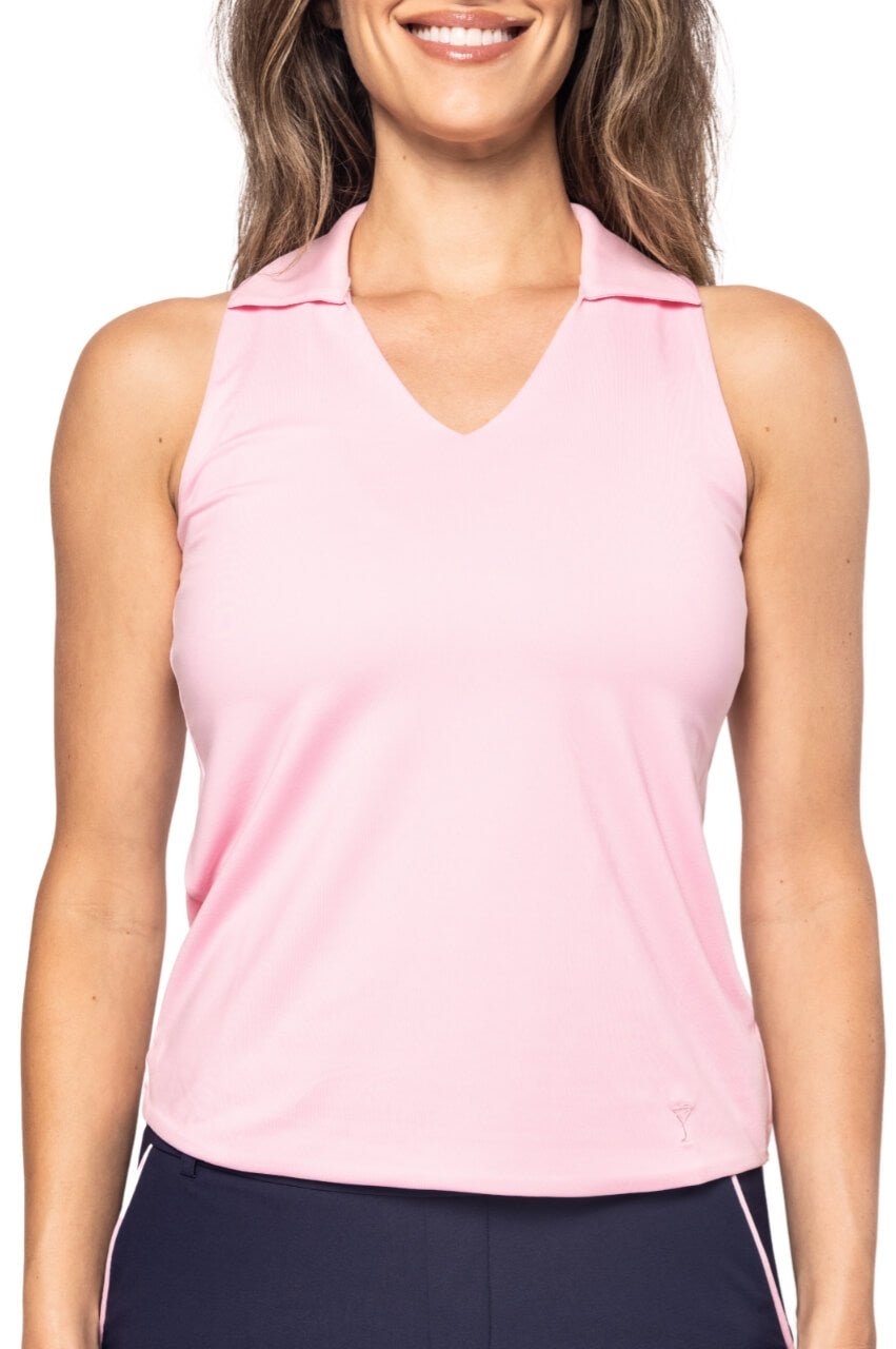 Rose Pink Sleeveless Sport Golf Polo | Women's Sleeveless Golf Polo ...